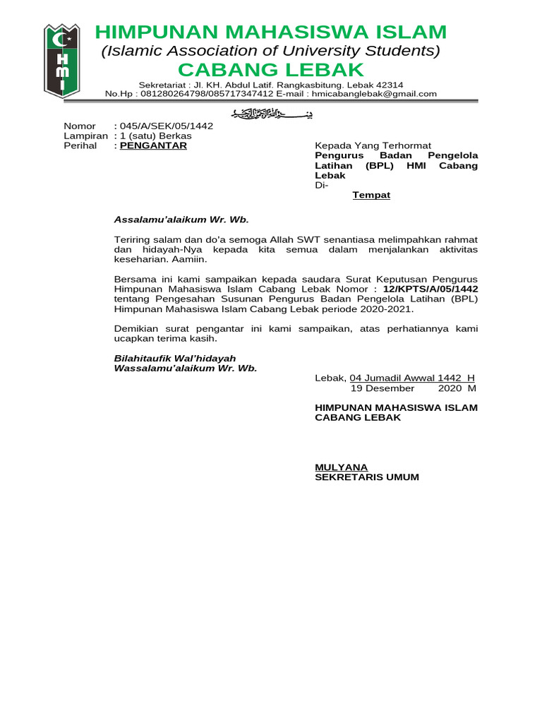 45 Surat Pengantar SK BPL | PDF