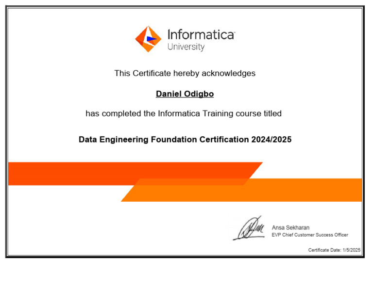 Informatica Data Engineering Certification 2025 | PDF