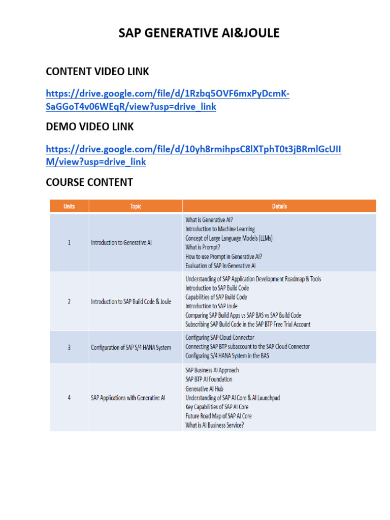 OTEL13.SAP GENERATIVE AI&JOULE-2024-SAMPLE | PDF
