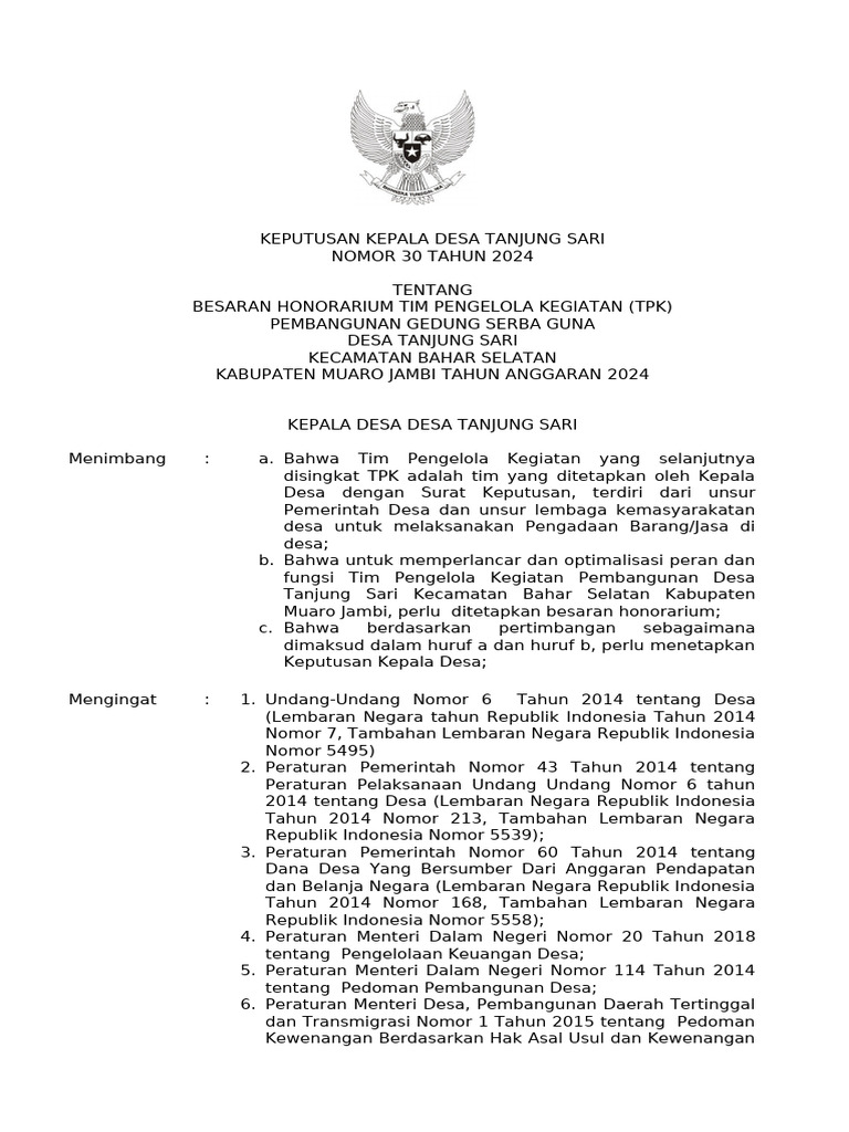 No 30 SK TPK Gedung 2024 | PDF
