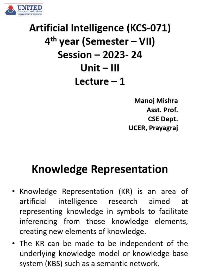 Unit - III Knowledge Representation | PDF | Interpretation (Logic) | Knowledge Representation ...