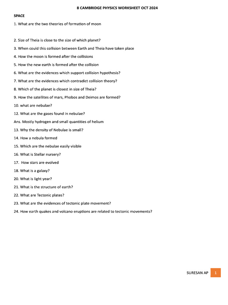 Physics Worksheet | PDF