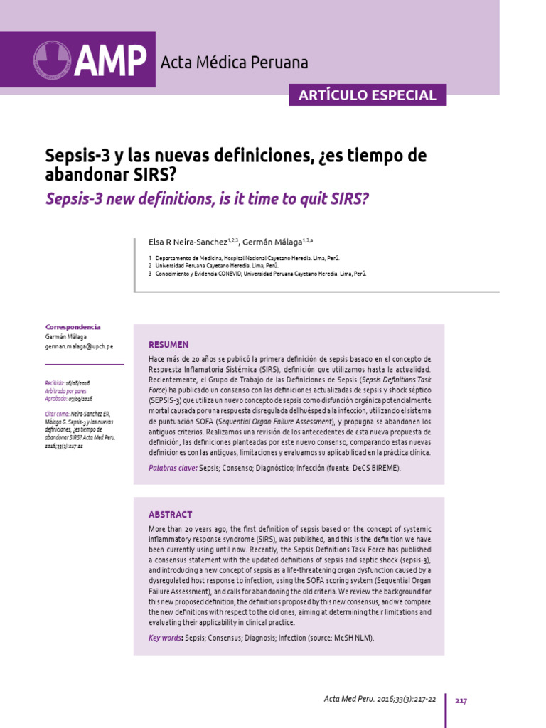 Sepsis-3 y Las Nuevas Definiciones Es Tiempo de Ab | PDF | Septicemia ...