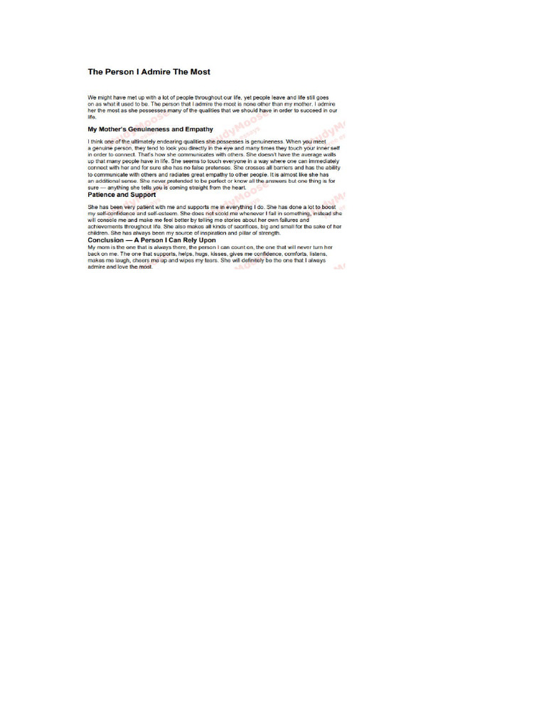 A Person I Admire The Most Essay | PDF