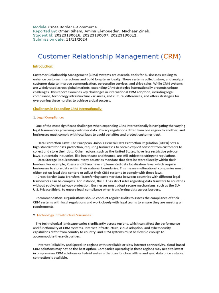E Commerce Crm | PDF | Customer Relationship Management | Cloud Computing