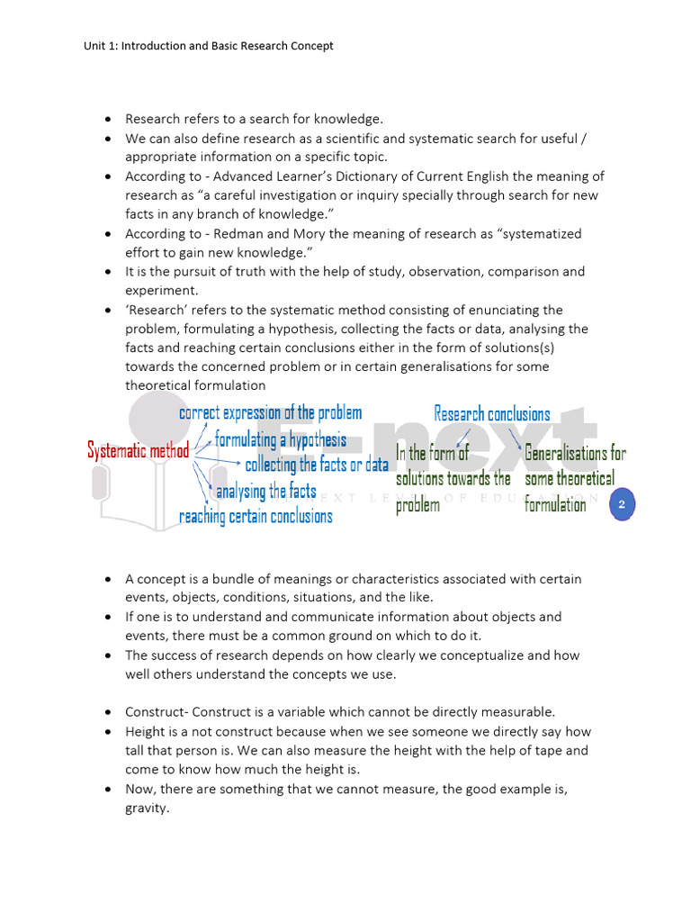 Unit-1 Introduction and Basic Research Concept (E-next.in) | PDF | Methodology | Hypothesis