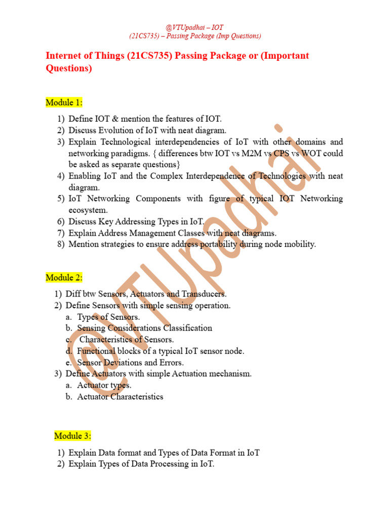 IOT IMP QNS | PDF | Internet Of Things | Computer Network