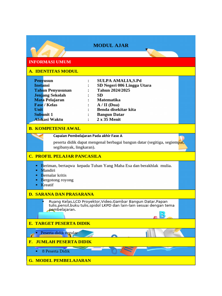 Modul Ajar MTK Kelas 2 - BAB 9 Penambahan Vol.1 | PDF