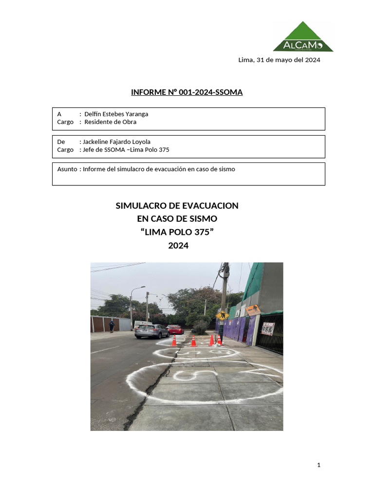 Modelo de Informe de Simulacro | PDF