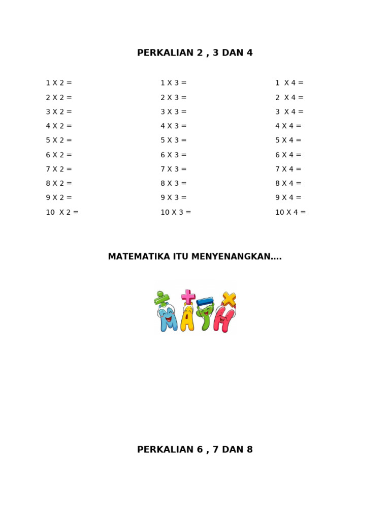 Perkalian 2 3 4 | PDF