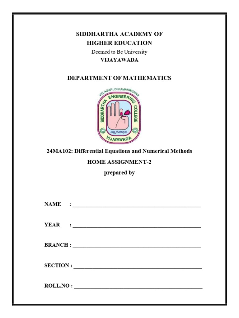 Maths Home Assignment First Page | PDF