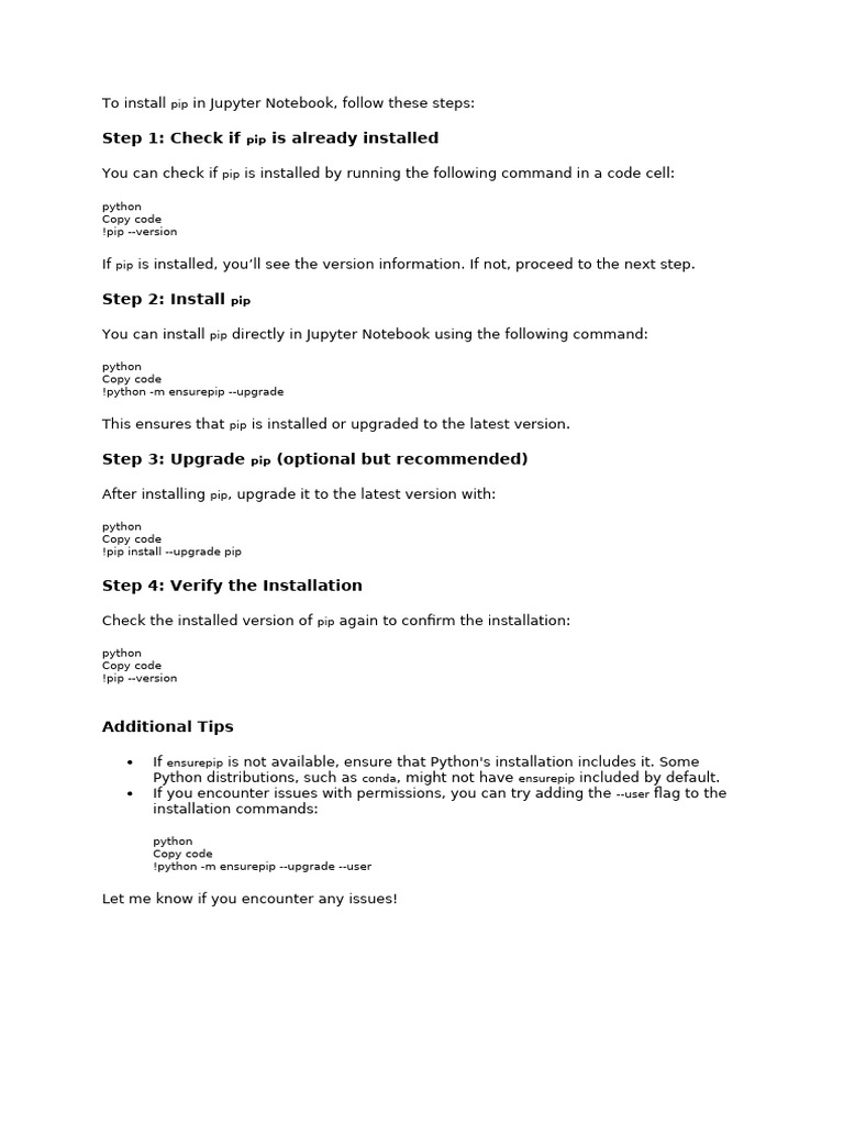 To install pip in Jupyter Notebook | PDF