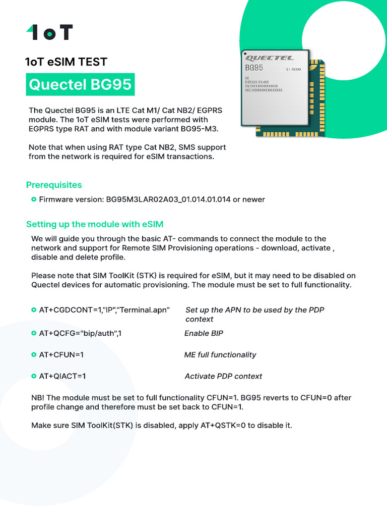 1ot - eSIM-Test - Quectel BG95 | PDF