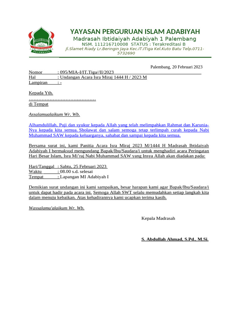 Undangan Isra Miraj 2023 M/1444 H | PDF