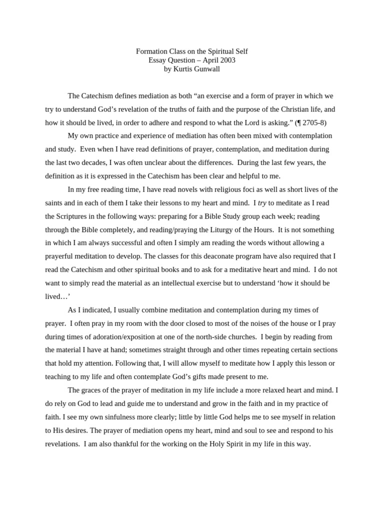 Spirituality Essay April 2003 | PDF | Prayer | Christian Mysticism