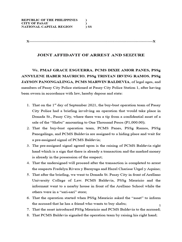 b. Joint Affidavit of Arrest | PDF | Legal Procedure | Affidavit