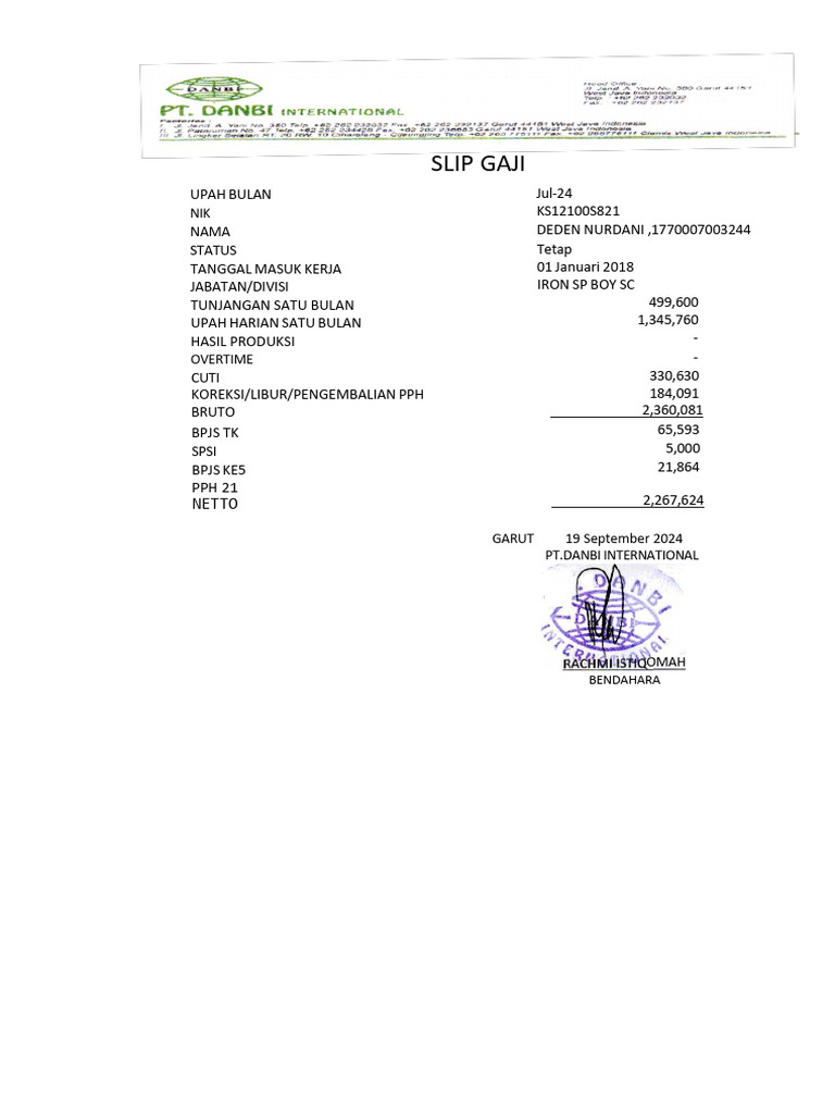 Slip Gaji Danbi | PDF