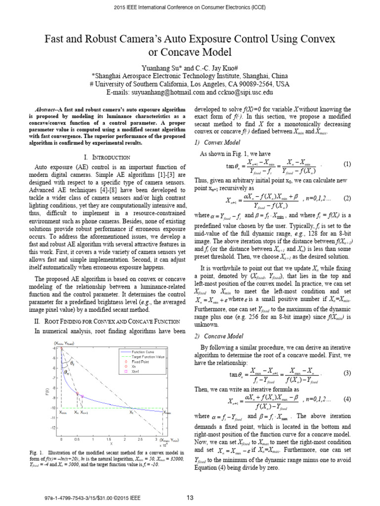 Fast and robust camera's auto exposure control using convex or concave model | PDF | Exposure ...