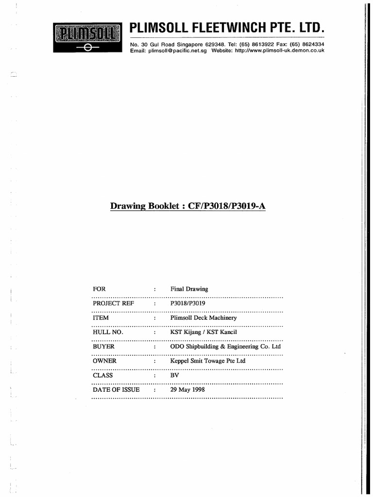 Plimsoll Deck Machinery Drawings | PDF | Watercraft