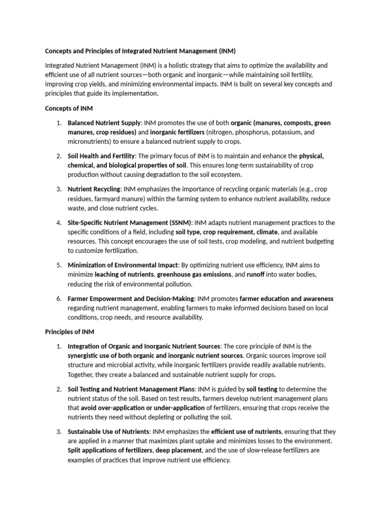 Concepts and Principles of Integrated Nutrient Management | PDF ...