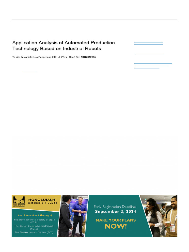 Application Analisys of Automated Production Technology Based On Industrial Robots | PDF ...