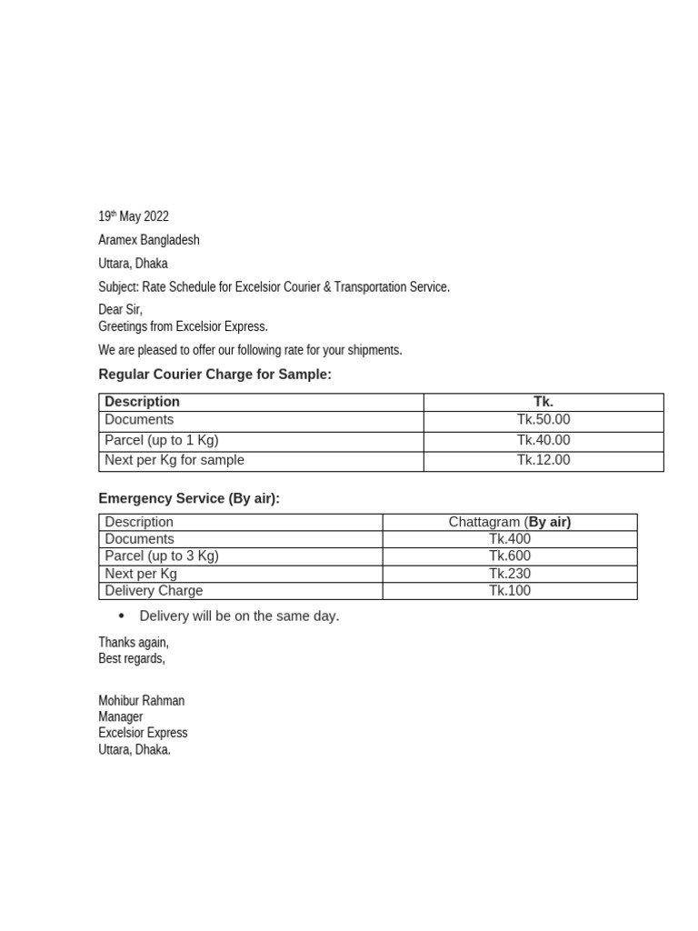 Aramex Bangladesh Pdf