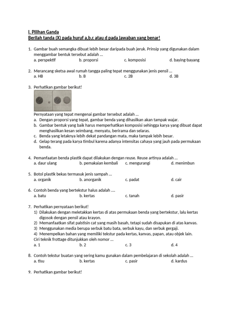 PAS Seni Rupa Kelas 4 Ganjil | PDF
