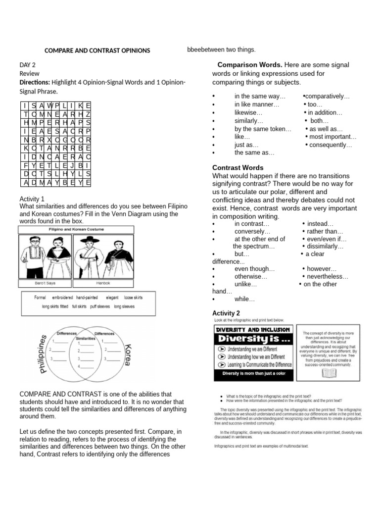 COMPARE AND CONTRAST OPINIONS Attachment | PDF