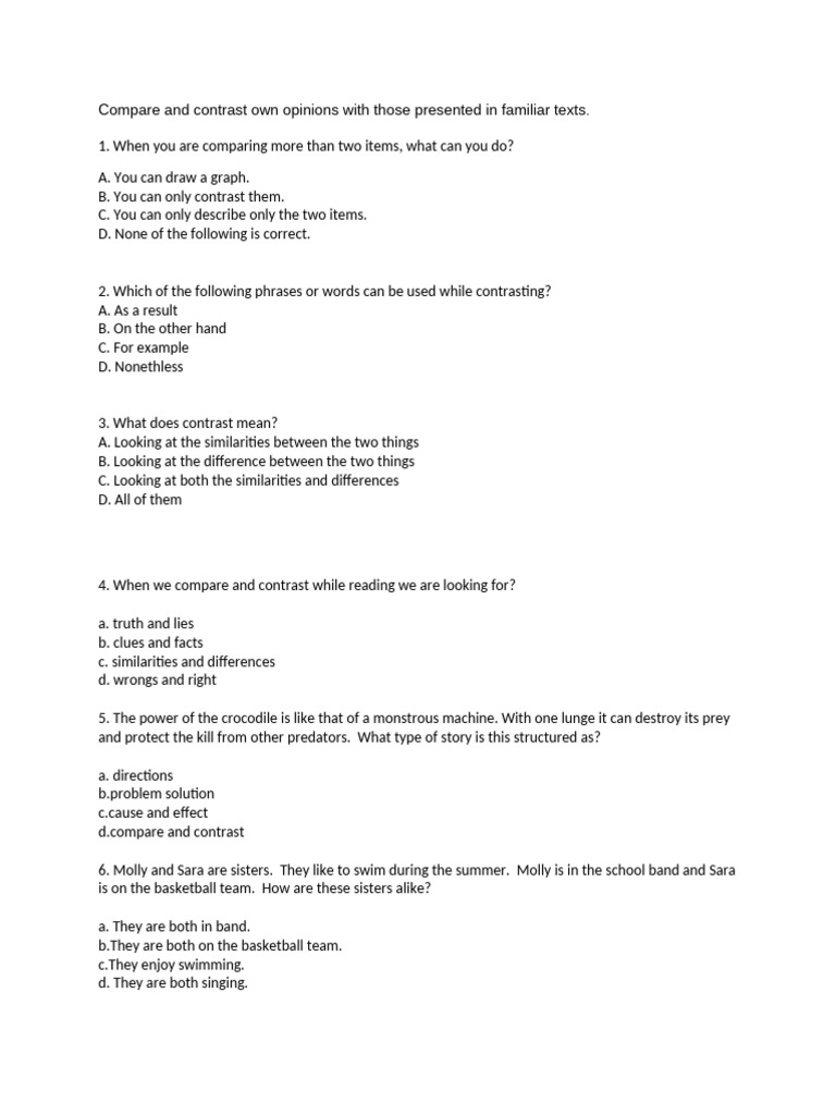 Comparing and Contrasting Techniques | PDF