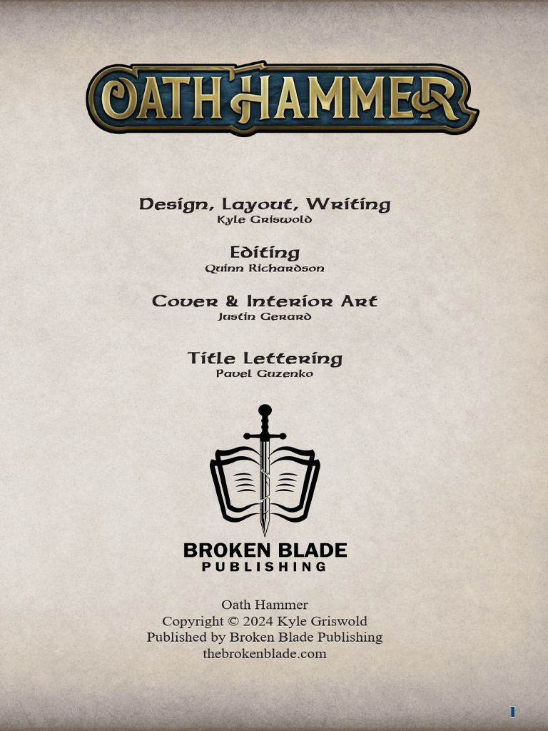 Oath Hammer Quickstart v4 | PDF | Dwarf (Dungeons & Dragons)