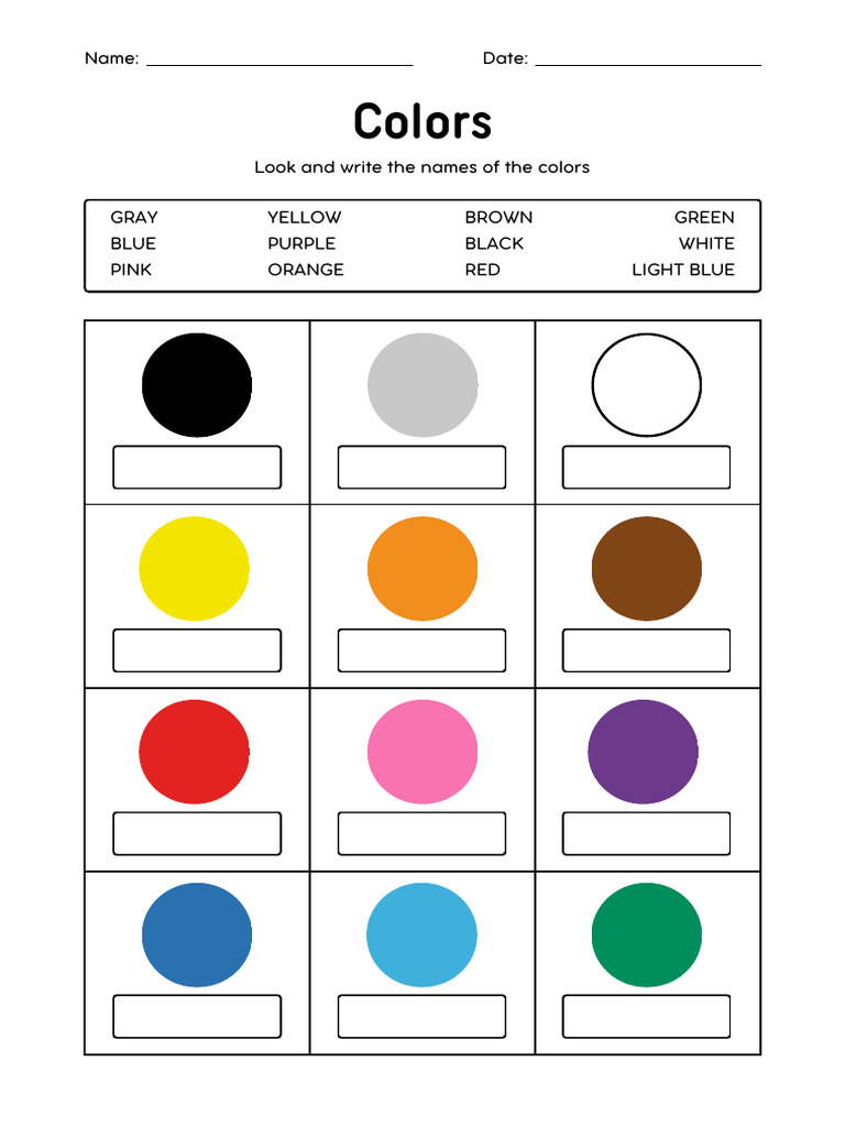 Colorful Color Theory Vocabulary Worksheet | PDF