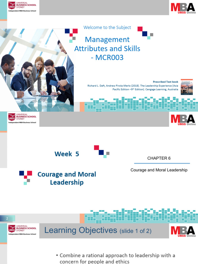 MCR003 - Week 5 Courage and moral leadership (1) | PDF | Leadership ...