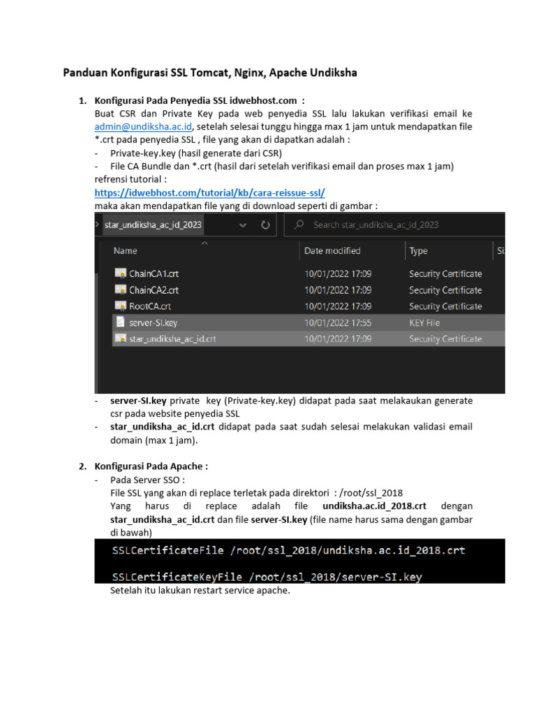 Konfigurasi SSL Tomcat Nginx Apache Undiksha | PDF