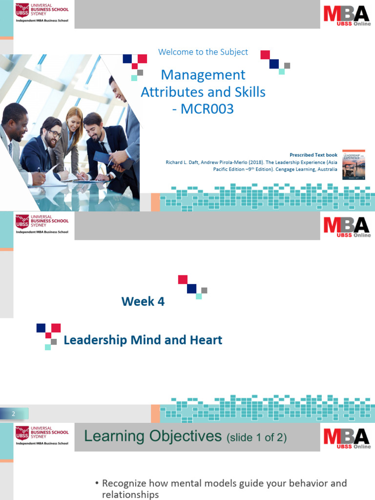 MCR003 - Week 4 - Topic 4 Leadership mind and heart | PDF | Mind | Thought