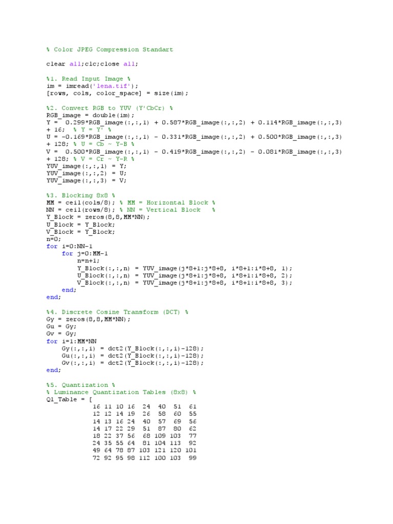 JPEG Compression Using DCT Method | PDF