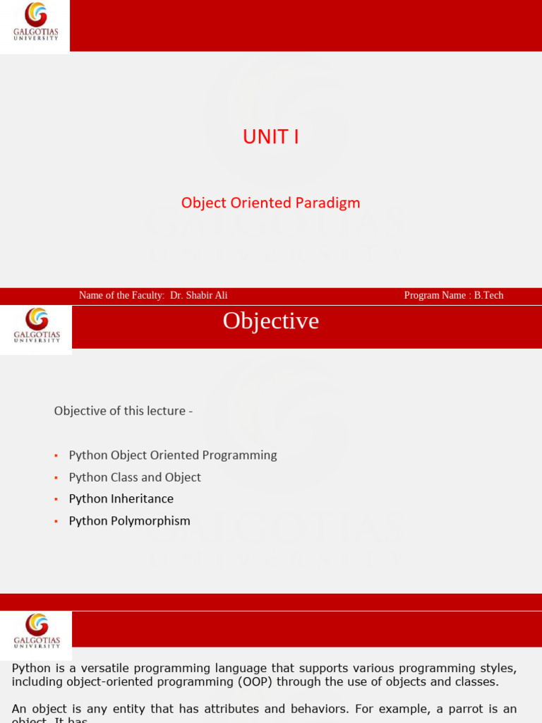 E2UC202C Unit 1 Lec 2 - Object Oriented Paradigm | PDF | Inheritance (Object Oriented ...