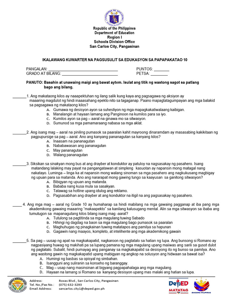 Q2 Esp10 TQ Final | PDF