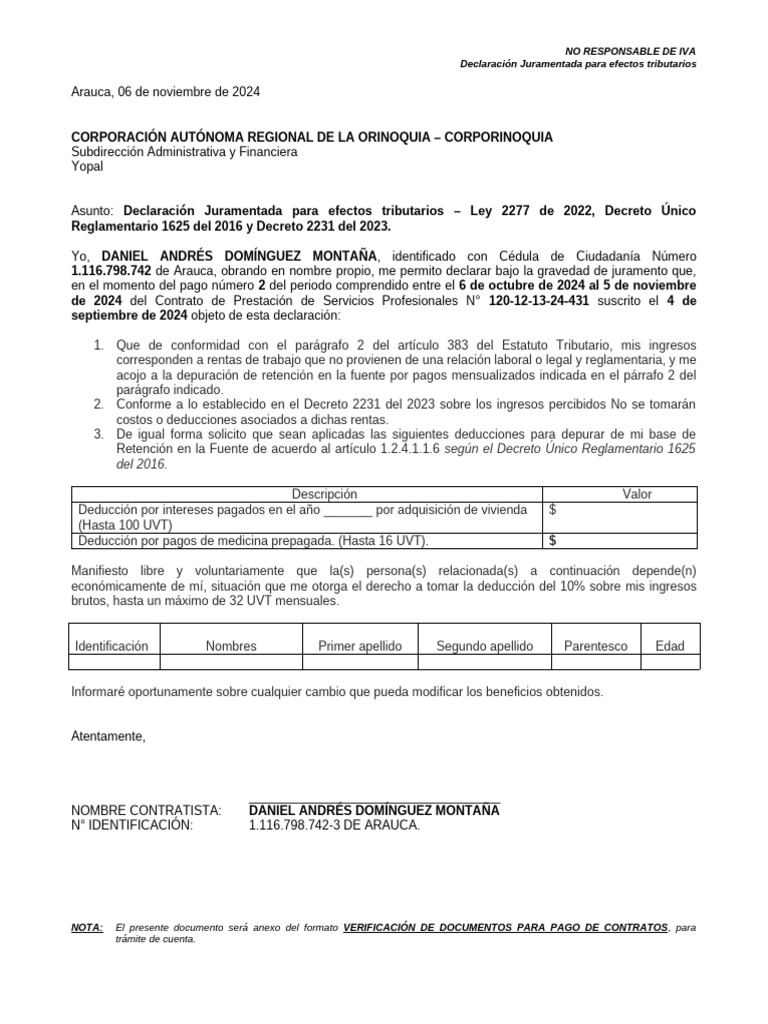 Declaración Juramentada de IVA 2024 | PDF | Gobierno