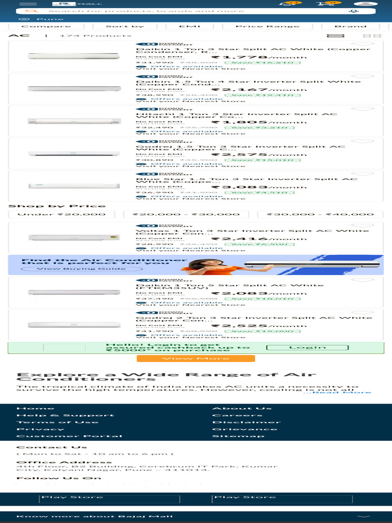 Buy Latest AC Online at Low Cost EMI Bajaj Mall | PDF | Air ...
