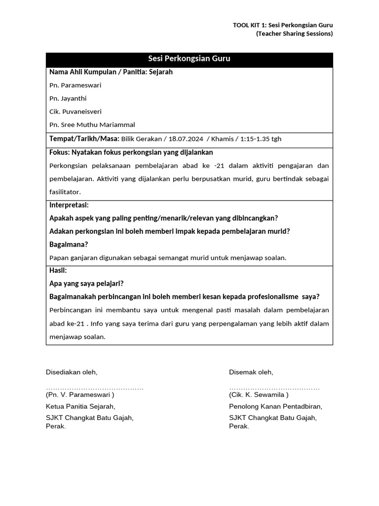 PLC Panitia Sejarah | PDF