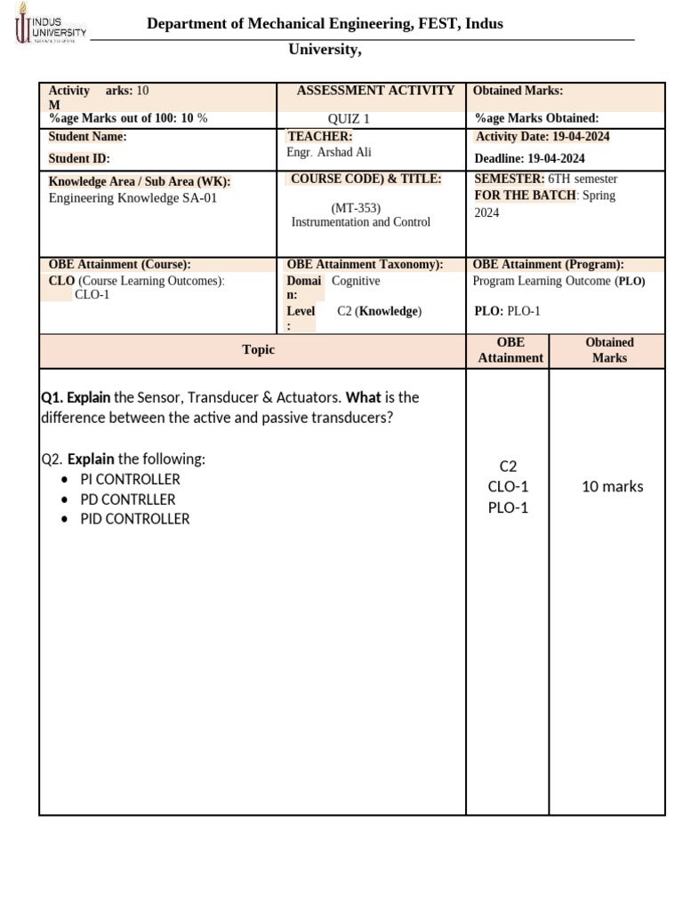 quiz 1 | PDF | Behavior Modification | Learning