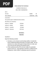 Class 9th Descriptive Paragraph Worksheet | PDF