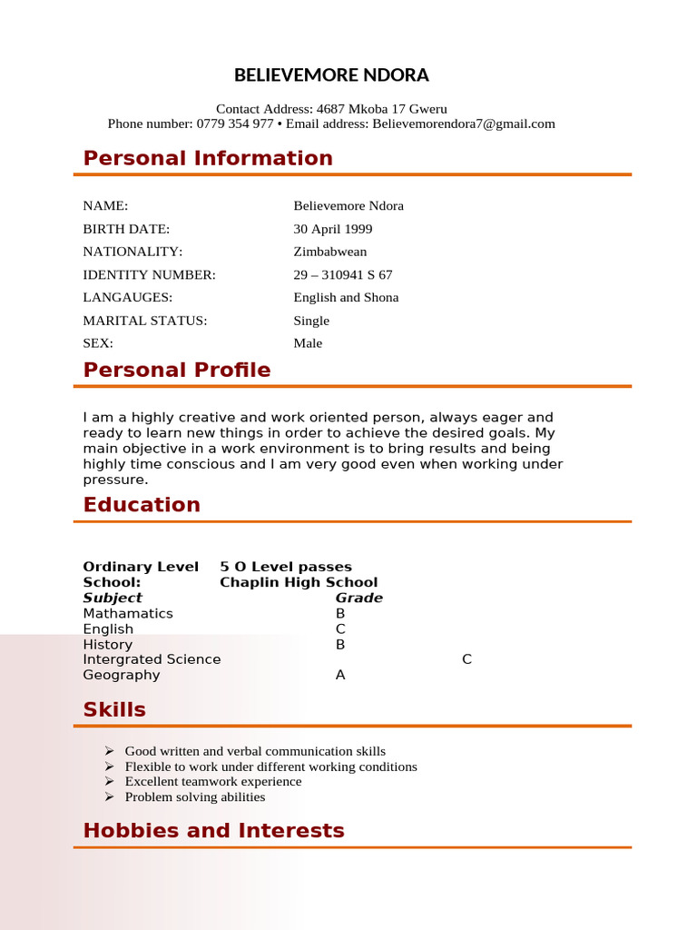 Believemore CV Compiled | PDF
