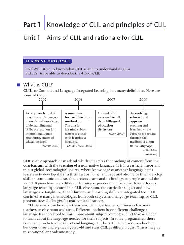TKT CLIL Coursebook Units 1 To 17 | PDF | Curriculum | Learning