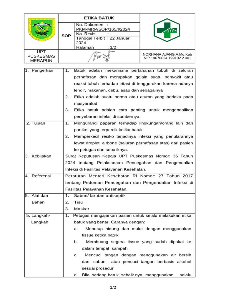 SOP - Etika Batuk | PDF