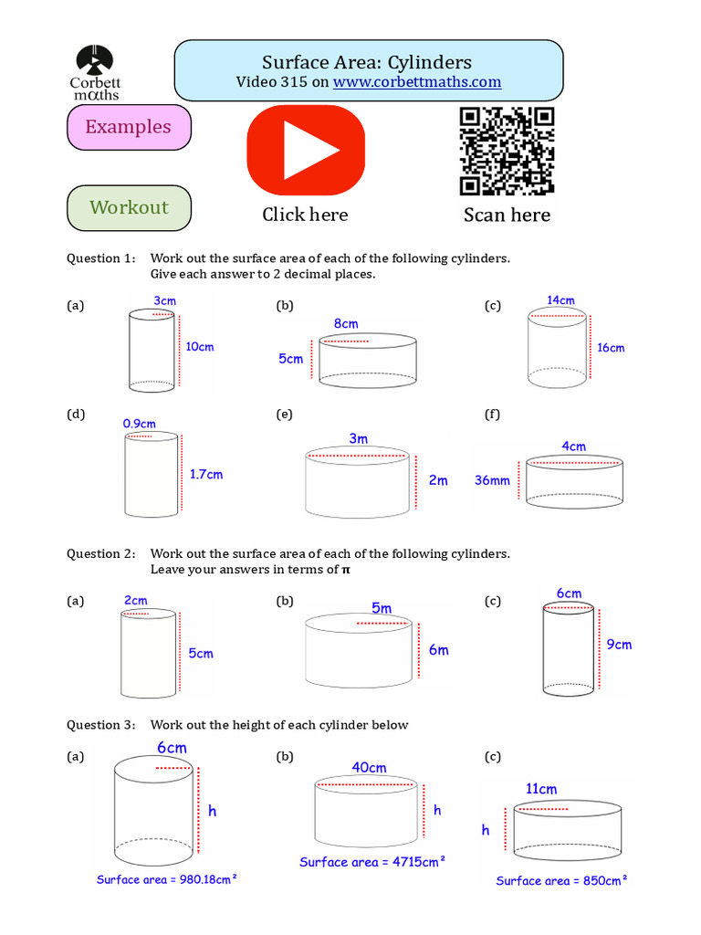 Calculate Cylinder Surface Area | PDF | Area | Surface Area