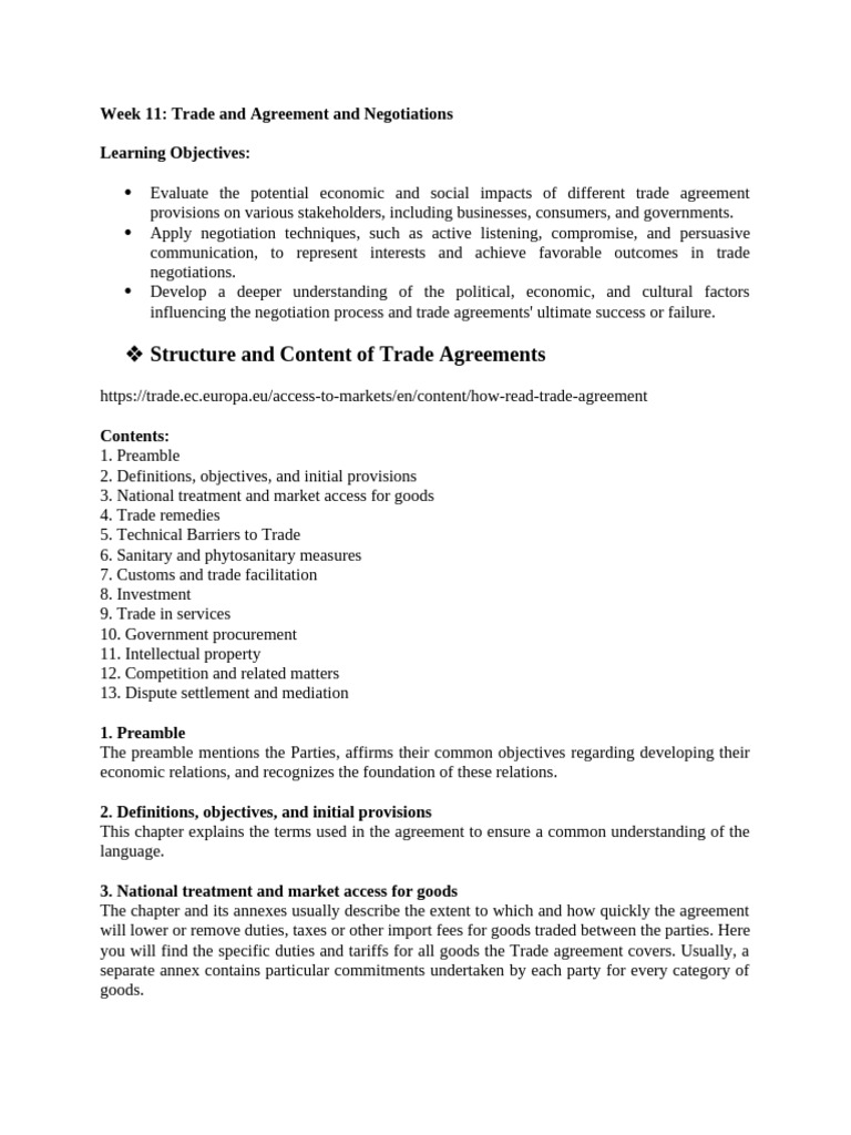 Trade and Agreement and Negotiations | PDF | Negotiation | Market Access