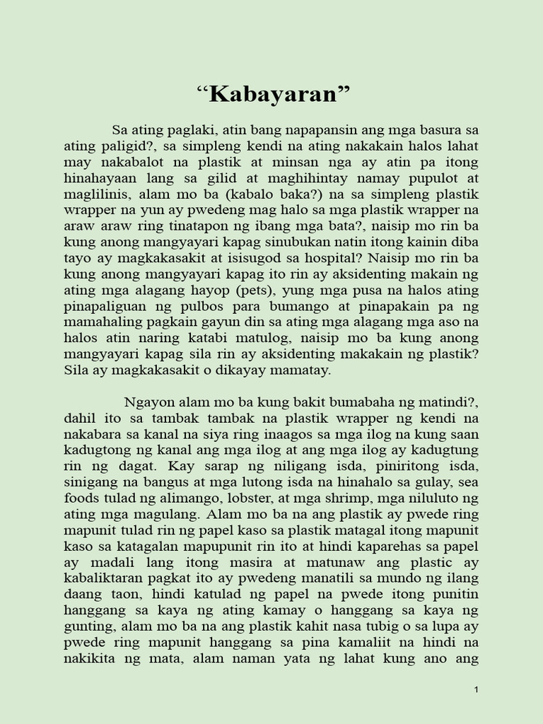 Sanaysay Kabayaran | PDF