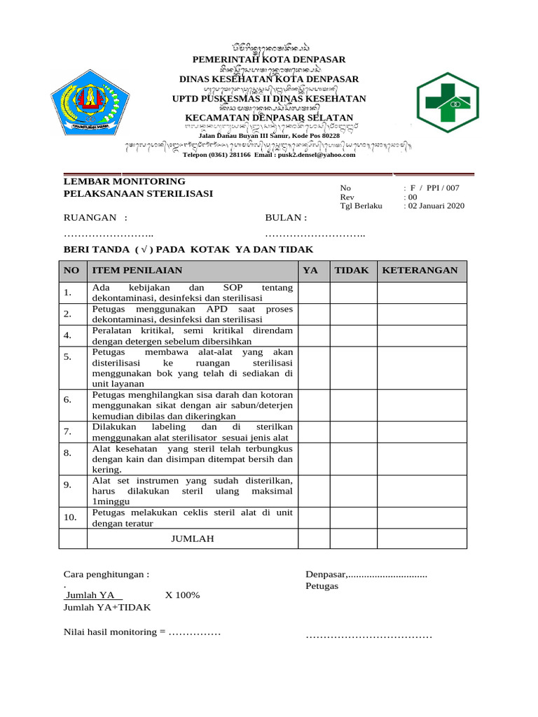 Form Ppi Monev Sterilisasi | PDF