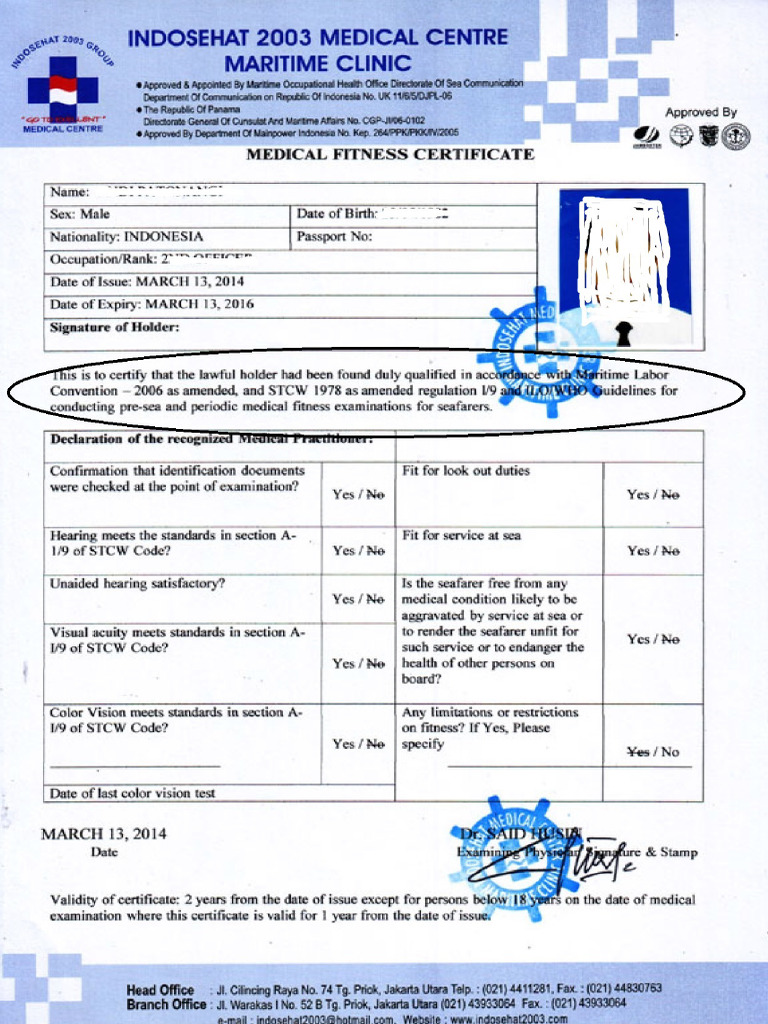 ILO MLC Medical Sample - Indonesia | PDF
